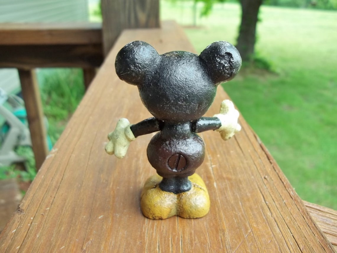 Cast Iron Small MICKEY MOUSE Figurine Rotating Arms Disney - Etsy