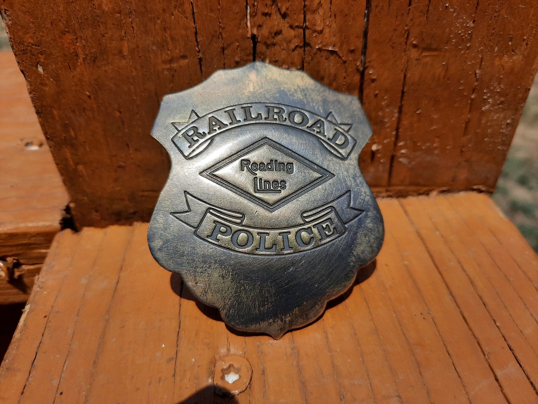 Reading Lines Railroad Police Shield Brass Badge Pin Train Men - Etsy