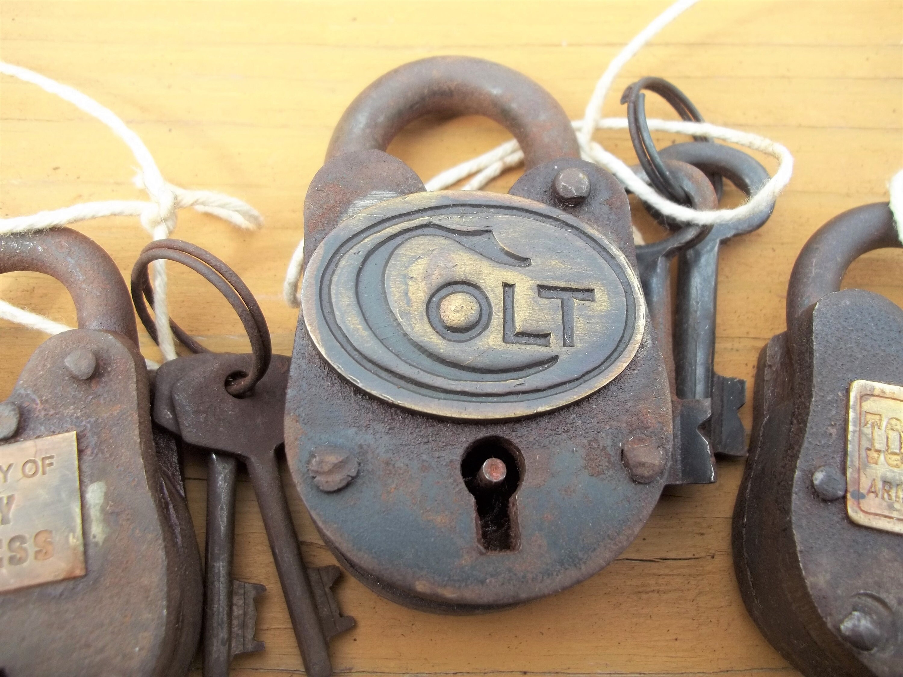 3 Miniature Mini Locks & Keys Tombstone Arizona Territory Colt Property ...