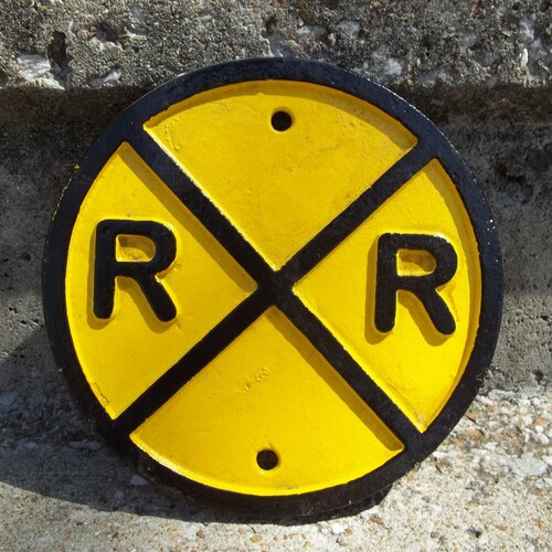 Cast Iron Round RAILROAD CROSSING Sign Yellow & Black Sign 6 - Etsy