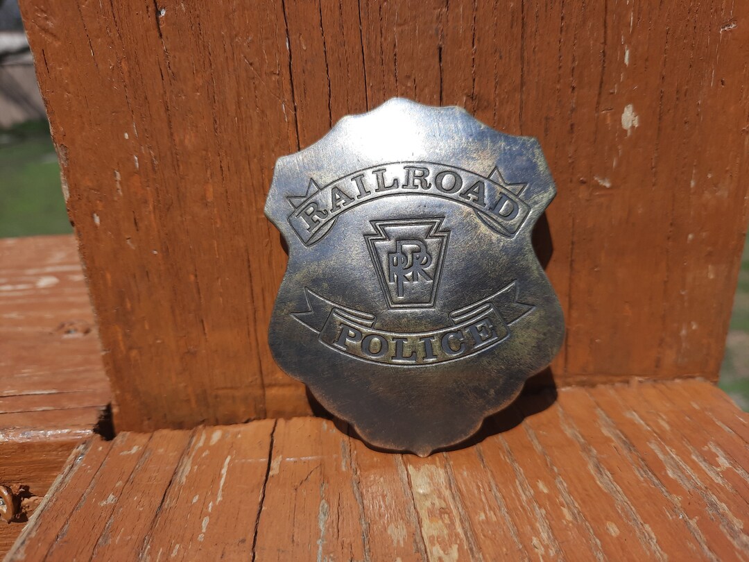 PRR Railroad Police Shield Brass Badge Pin Train Shirt Hat Pennsylvania ...