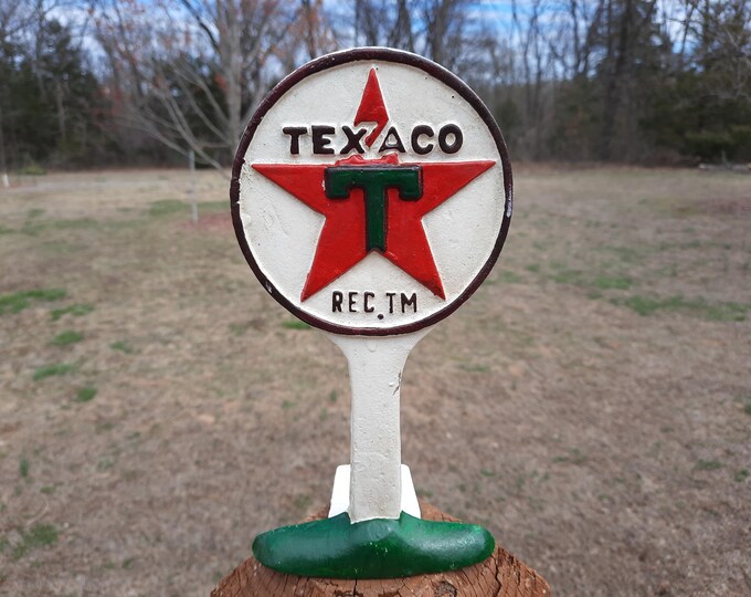 Cast Iron TEXACO GAS STATION Sign Display Door Stop Doorstop Bookend ...