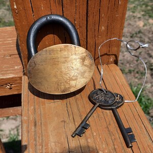 Large Heavy Brass FORD Lock Padlock & 2 Keys Both Marked Ford Works ...