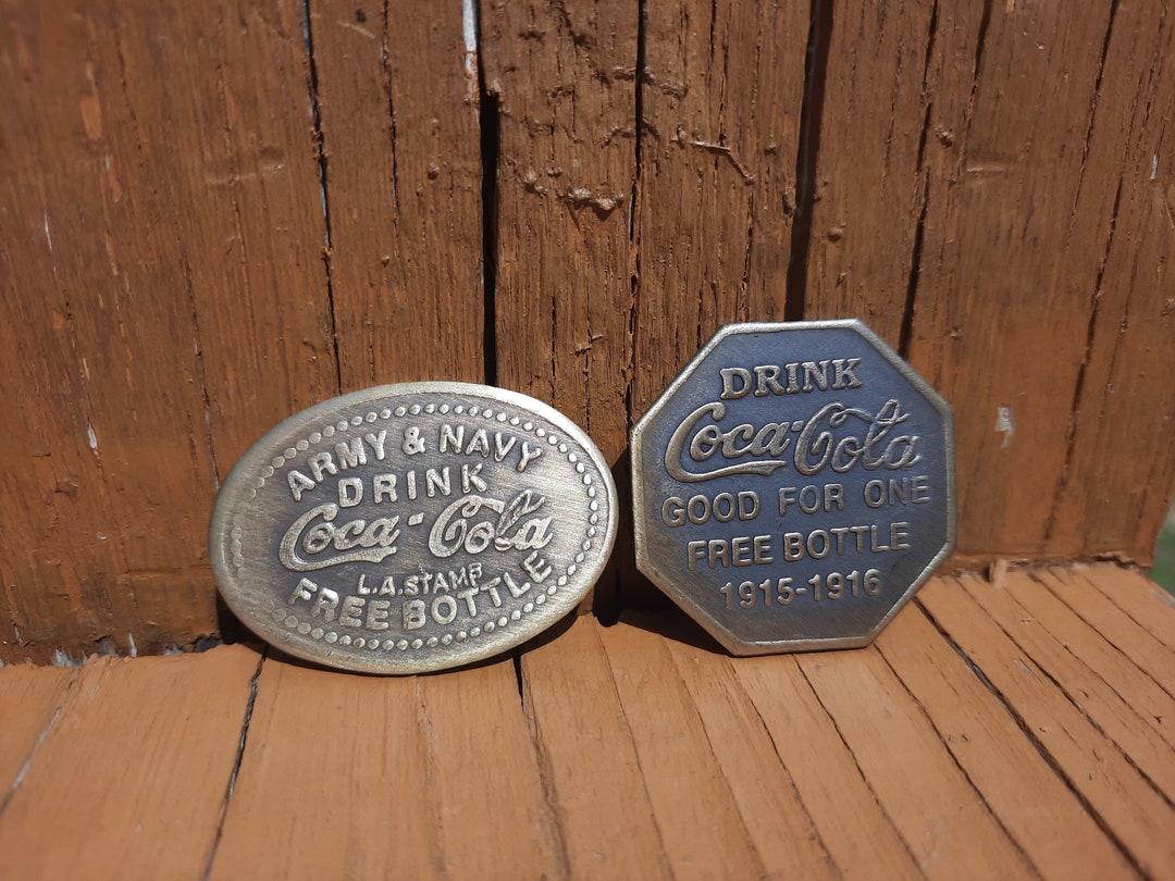 2 Brass Metal Coca Cola Coke Tokens Drink Coca Cola Good for One Free ...