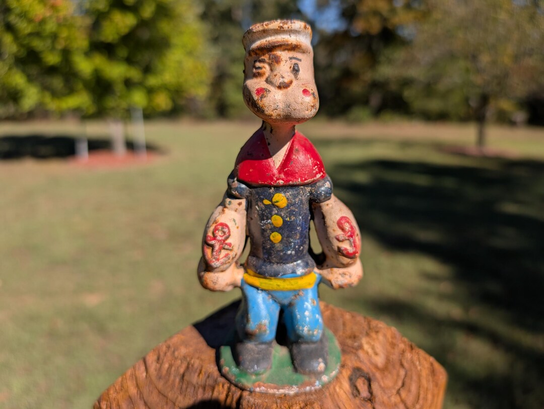 Vintage Cast Iron Popeye the Sailor Man Cartoon Comic Book Bank Savings ...