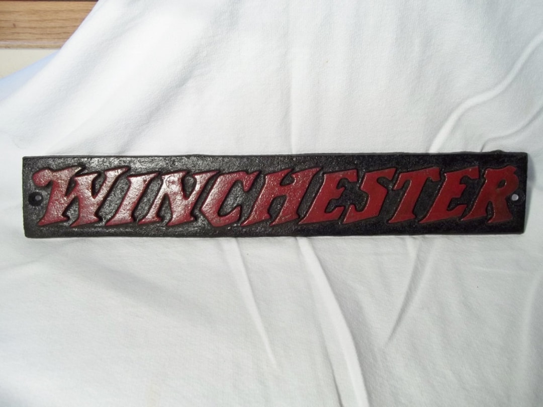 Cast Iron WINCHESTER Sign Plaque! Gun Rifle Advertising Sign! Heavy ...