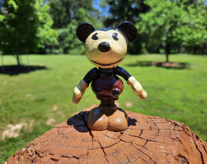 Cast Iron Small MICKEY MOUSE Figurine Rotating Arms Disney Decoration ...
