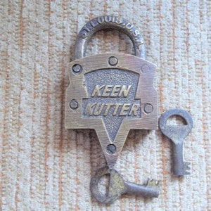 Brass Keen Kutter LOCK With 2 Keys Firearm Cabinet Case Ammo Ammunition ...