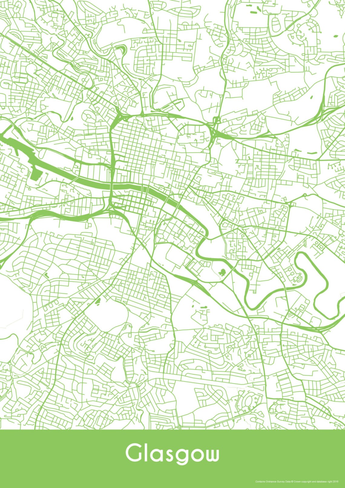 Glasgow Map Road Map or Building Map Map Art Print of | Etsy