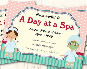 Girls Spa Party Invitation - Printable - Etsy