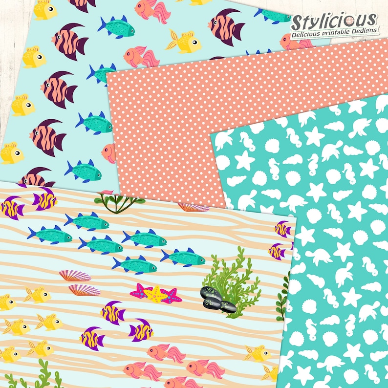 Under the Sea Scrapbook Paper Pack - Sea World Printable Digital Paper ...