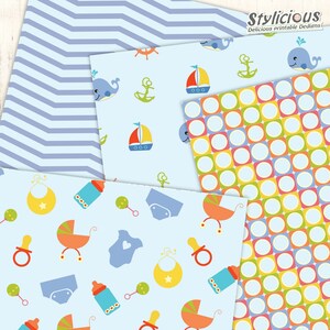 Baby Boy - Baby Shower- Digital Paper Pack - Printable Paper ...