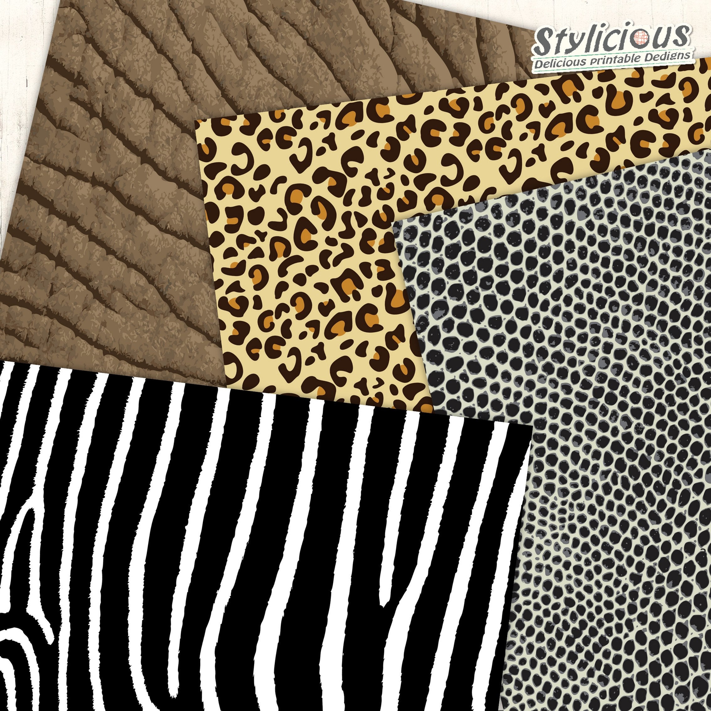 Animal Skins Pattern Digital Paper Pack - Safari / Zoo / Jungle ...