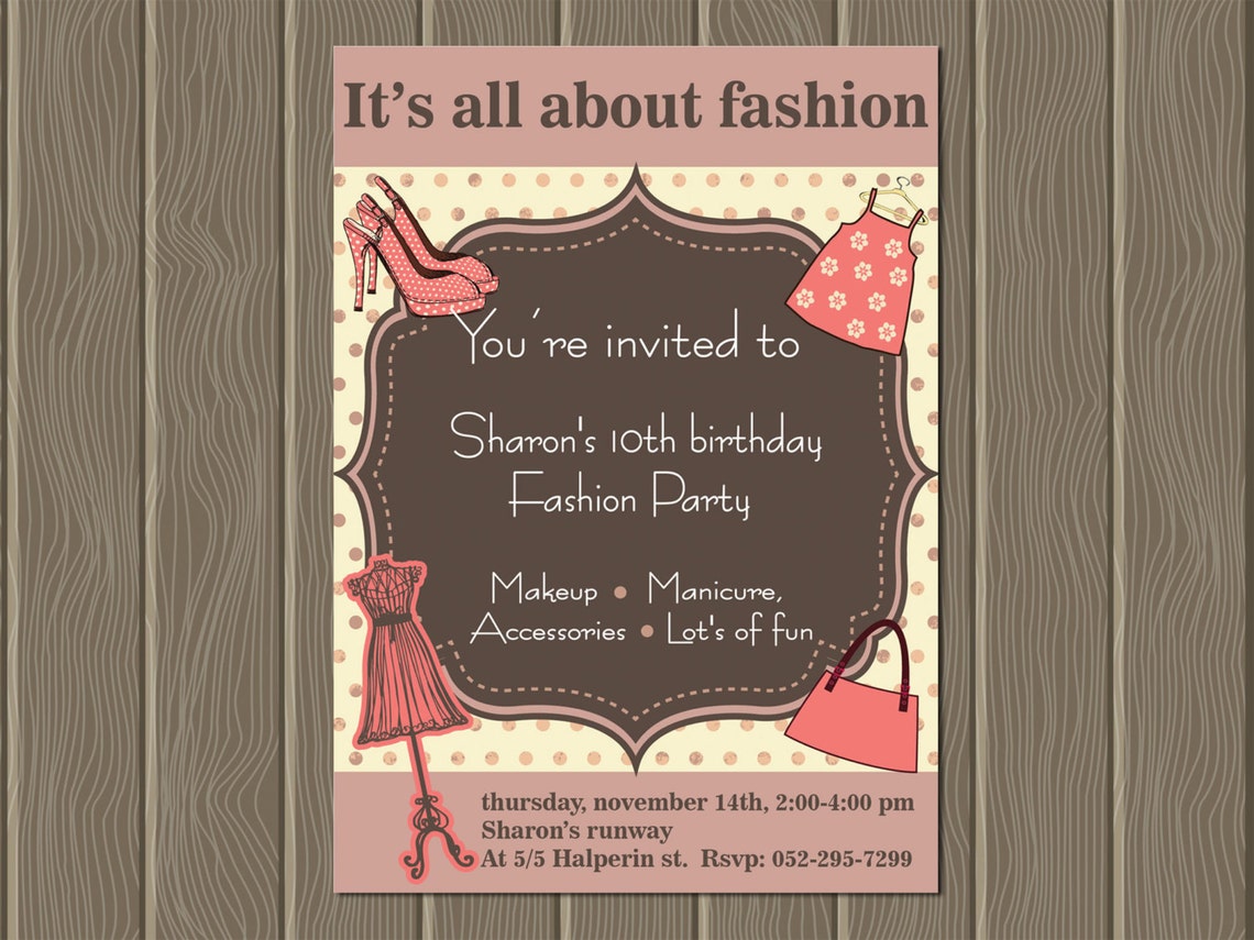 Fashion Birthday Party Theme DIY Printable Invitation - Etsy