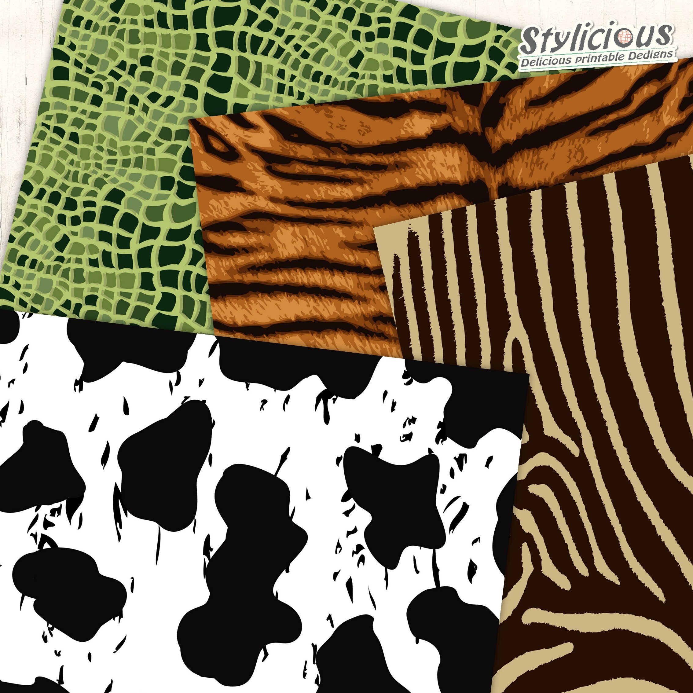 Animal Skins Pattern Digital Paper Pack - Safari / Zoo / Jungle ...