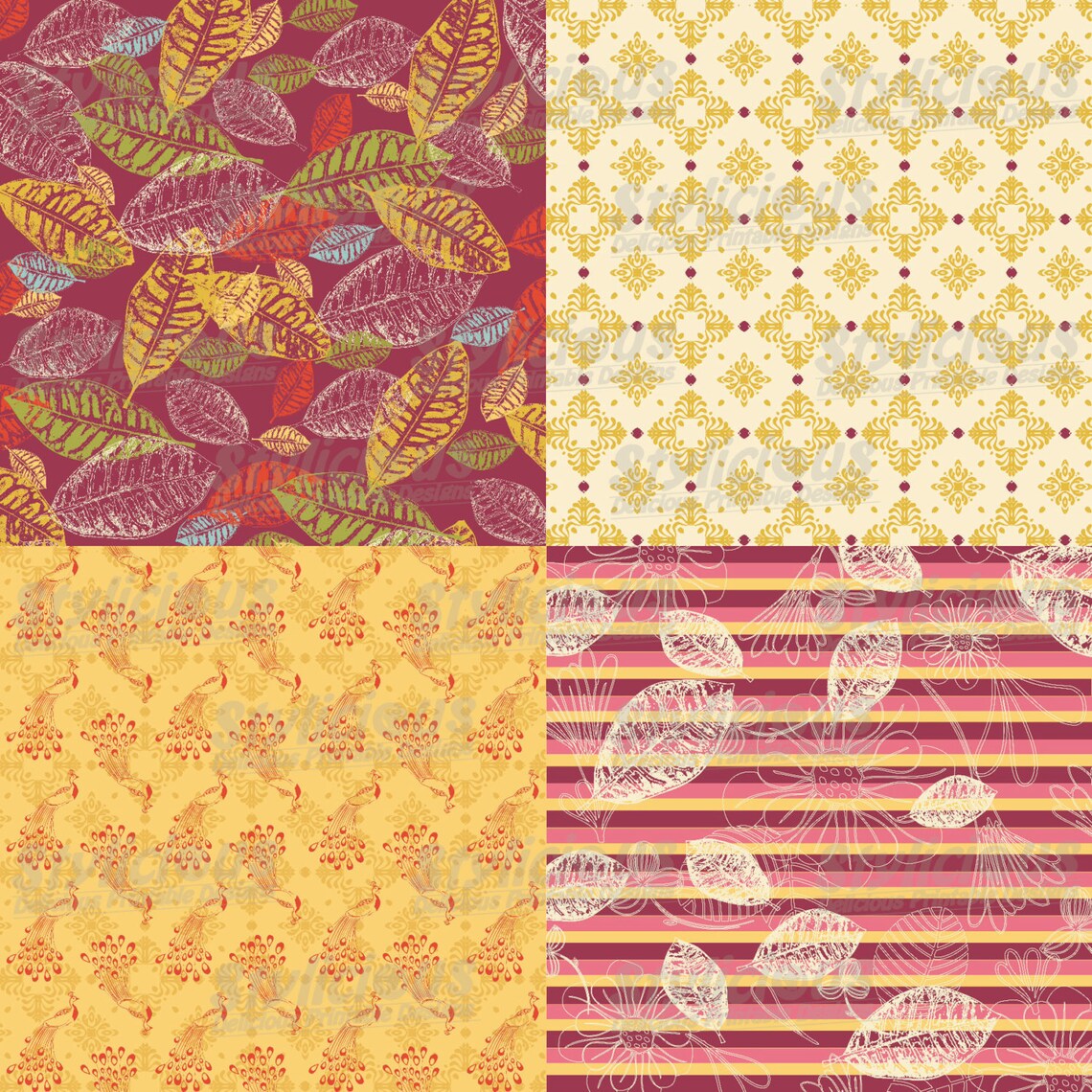 Floral Pattern Digital Paper Pack Flower Printable Paper | Etsy