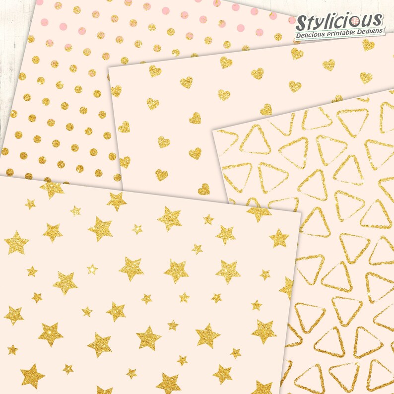 Pink and Gold Digital Paper Pack - Printable Digital Paper Set ...