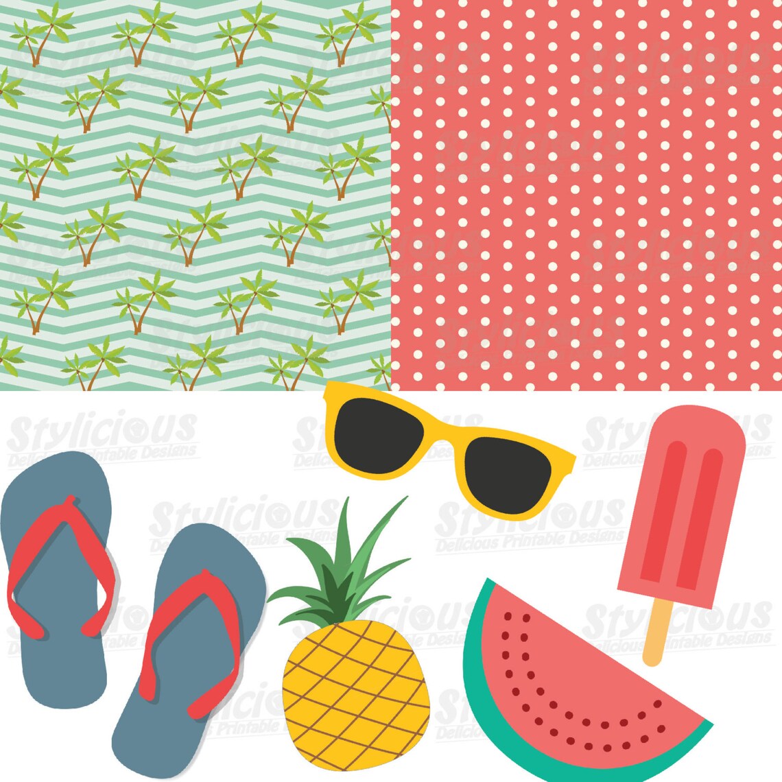 Summer Clipart and Background - Digital Scrapbook Kit - Scrapbooking ...