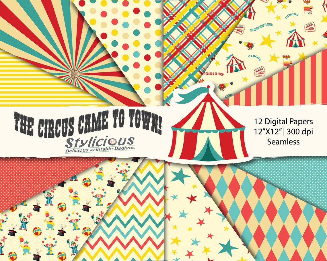 Circus Scrapbook Paper Pack - Carnival Printable Digital Paper Pack ...