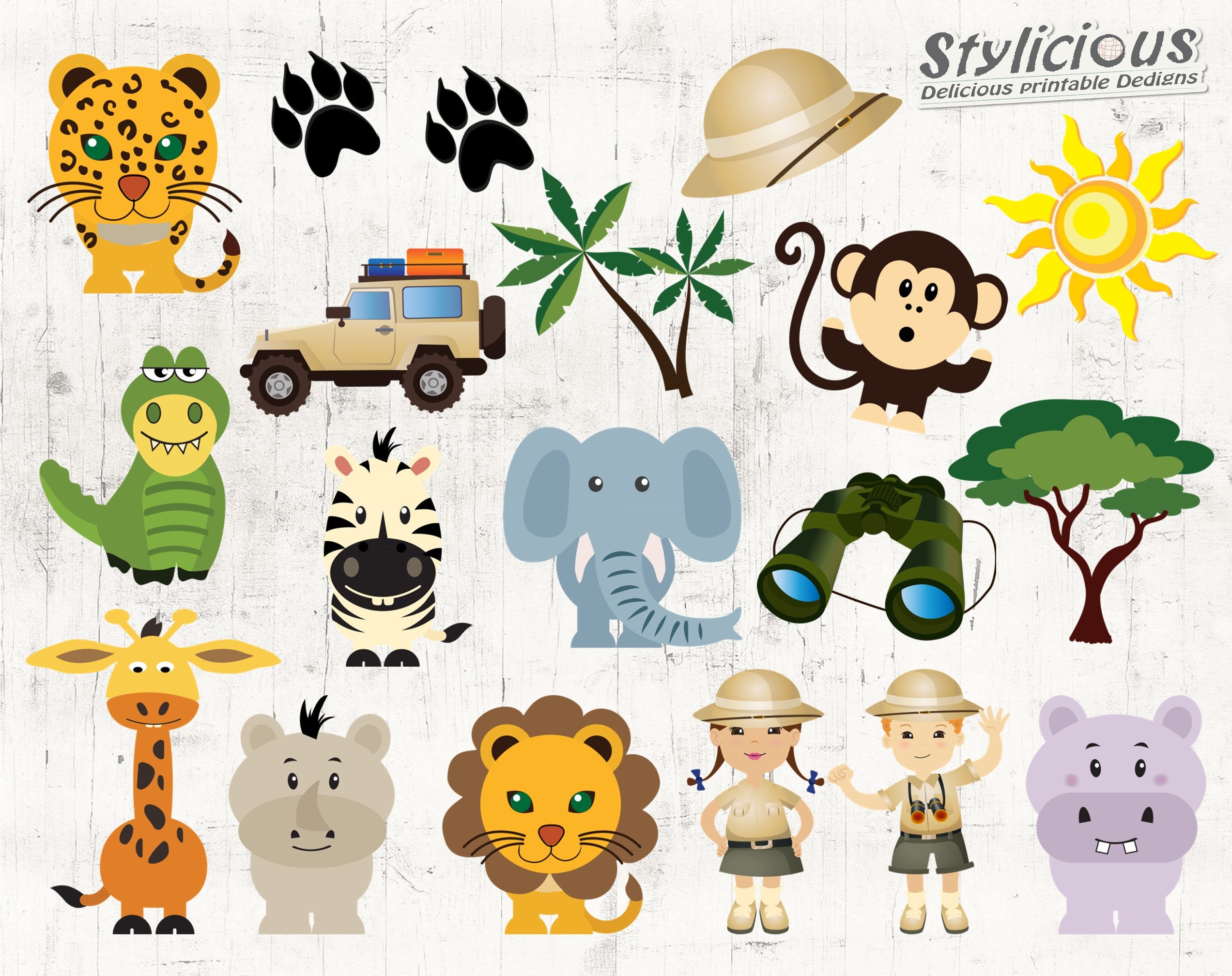 Wild Life / Safari / Zoo / Jungle Clipart Set - Digital Scrapbook Kit ...