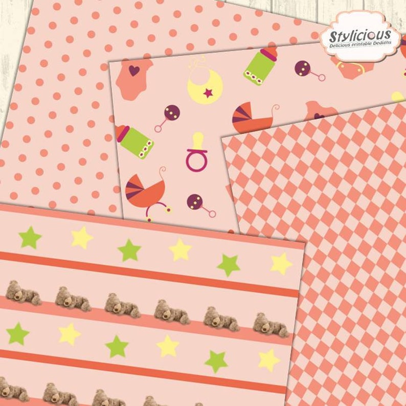 Baby Girl - Baby Shower- Baby Digital Paper - Printable Paper ...