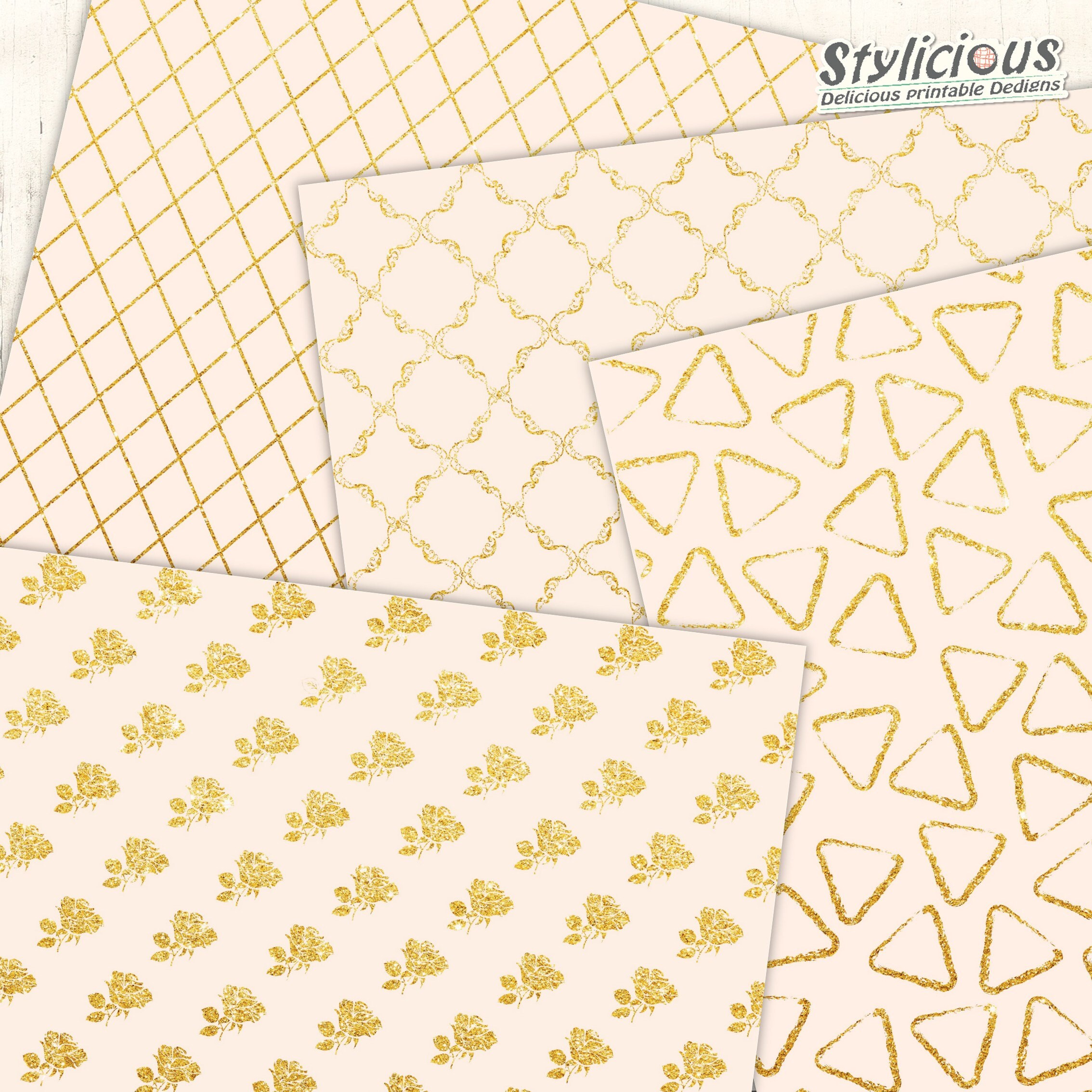 Pink and Gold Digital Paper Pack Printable Digital Paper Set Scrapbook ...