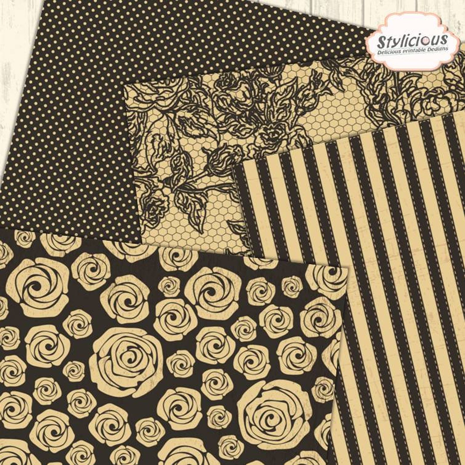 Vintage Pattern Digital Paper Pack - Antique Style Printable Paper ...