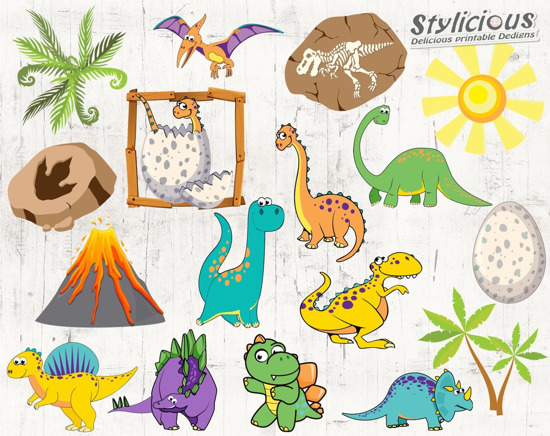 Dinosaurs / Prehistoric Clipart Set - Digital Scrapbook Kit ...