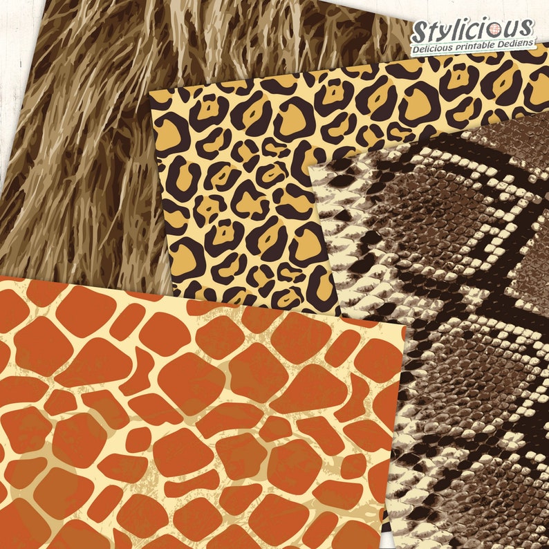 Animal Skins Pattern Digital Paper Pack - Safari / Zoo / Jungle ...