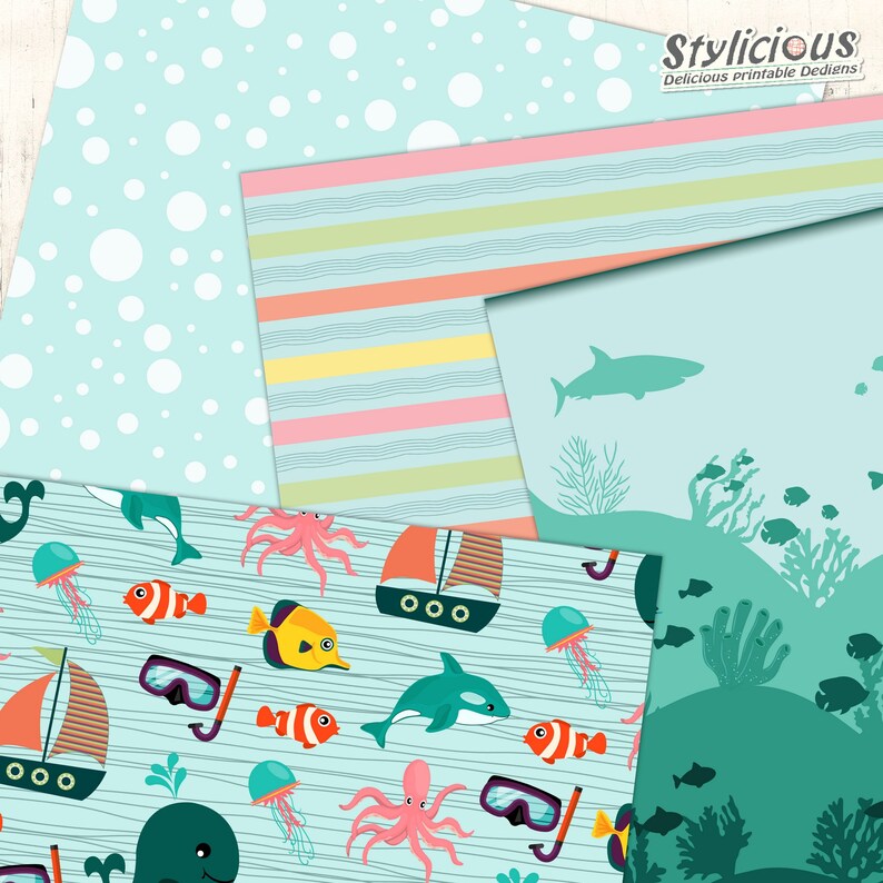 Under the Sea Scrapbook Paper Pack Sea World Printable Digital Paper ...