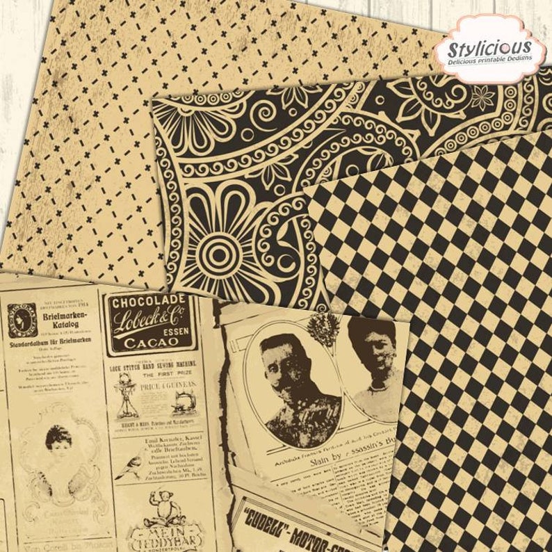 Vintage Pattern Digital Paper Pack - Antique Style Printable Paper ...