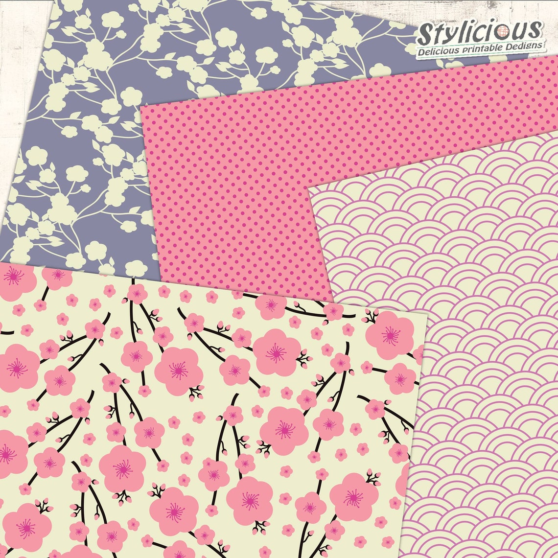Cherry Blossom Digital Paper Sakura Printable Paper - Etsy Israel