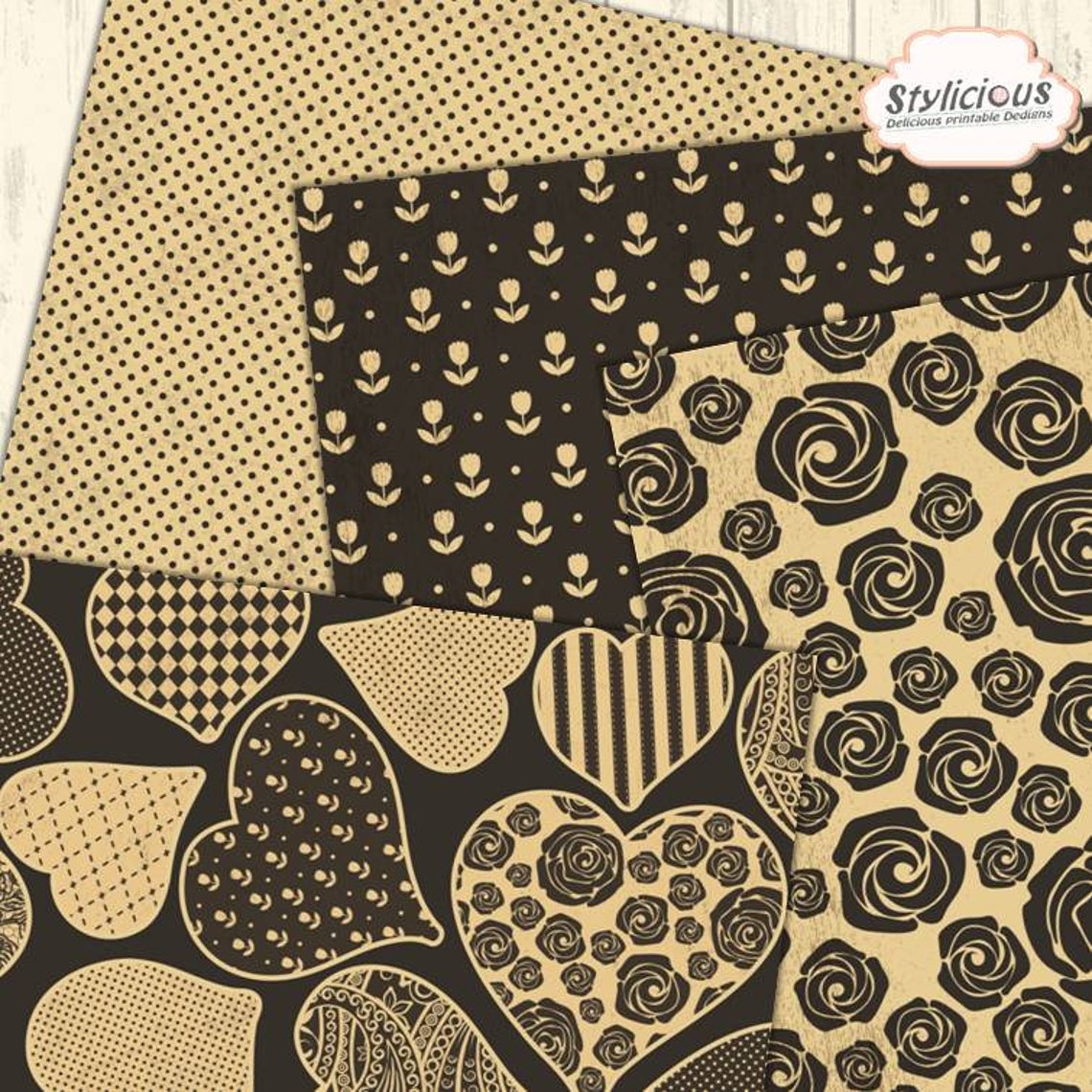 Vintage Pattern Digital Paper Pack - Antique Style Printable Paper ...