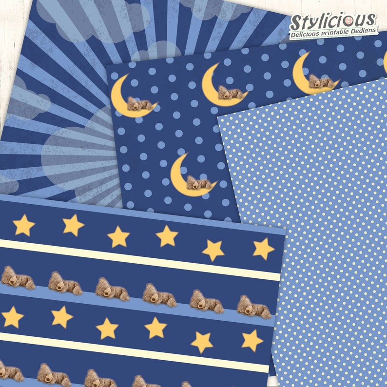 Sweet Dreams Pattern Digital Paper Pack - Baby Printable Paper ...