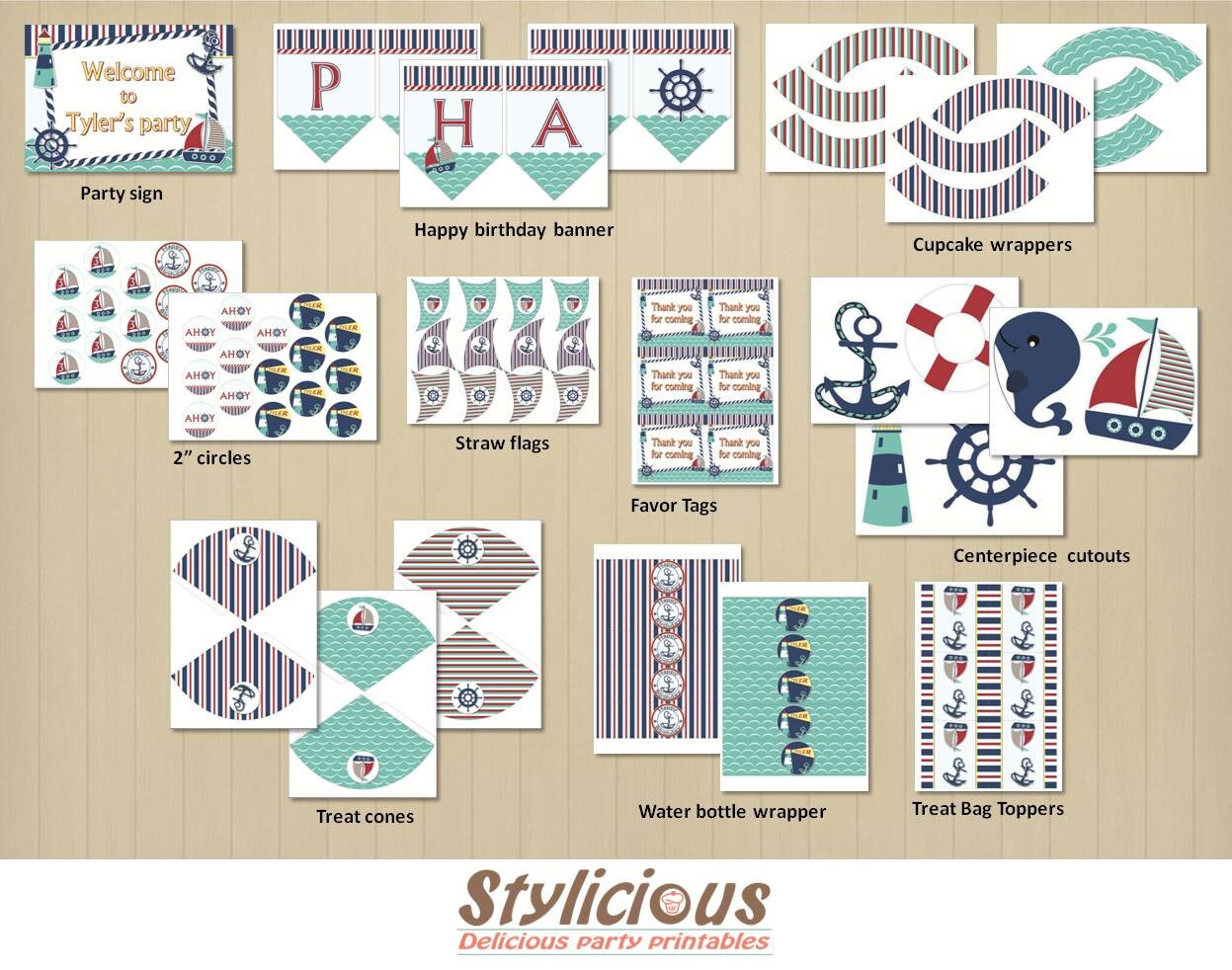 Nautical Birthday Party Theme – DIY Full Package Printable ...