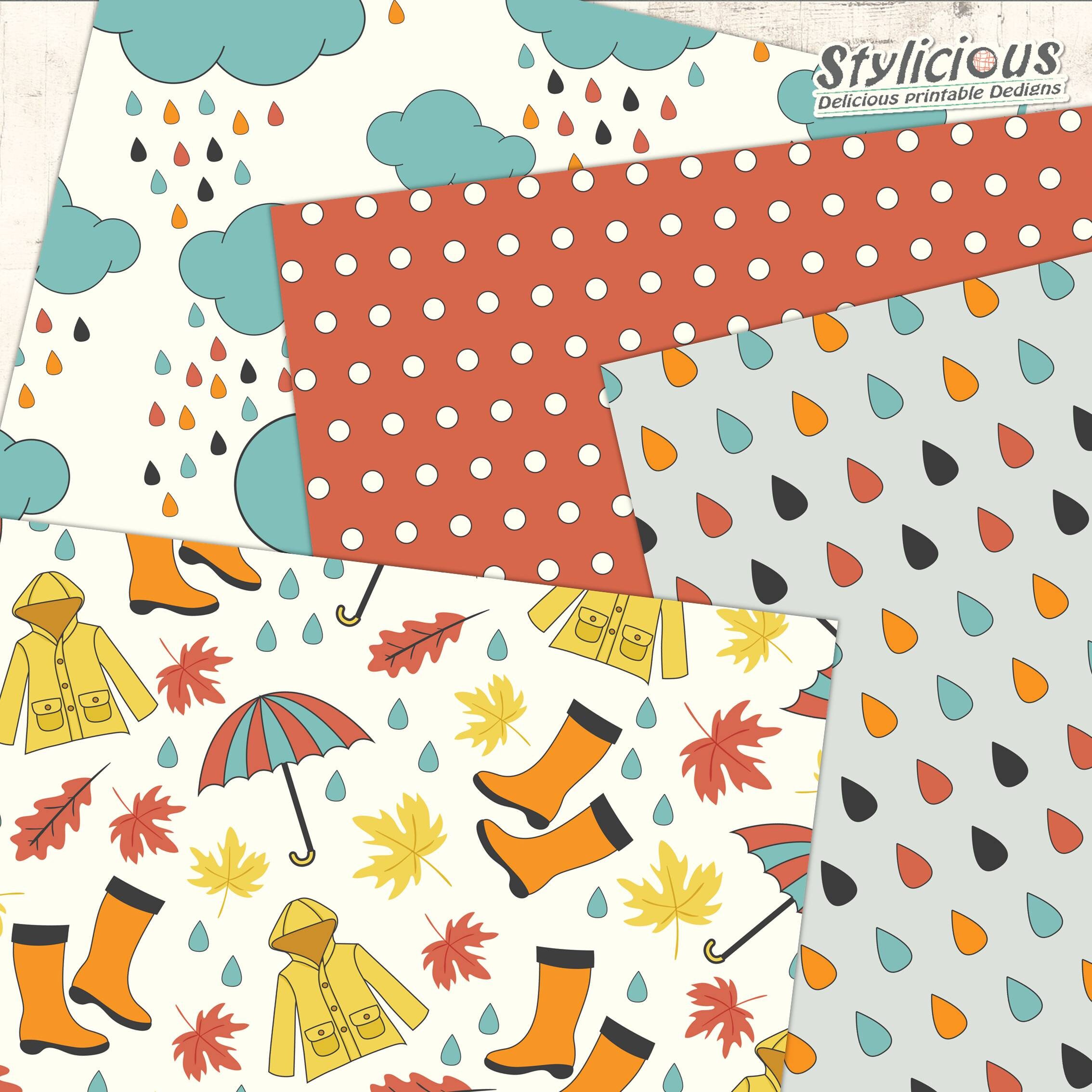 Rainy Days Scrapbook Patterns Pack - Thunder Storm Digital Paper Pack ...