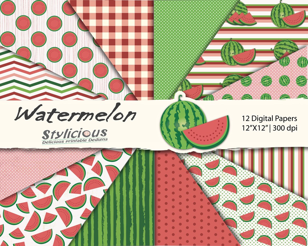 Watermelon Digital Paper Pack - Summer Patterns Printable Digital Paper ...