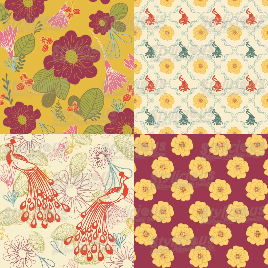 Floral Pattern Digital Paper Pack Flower Printable Paper | Etsy