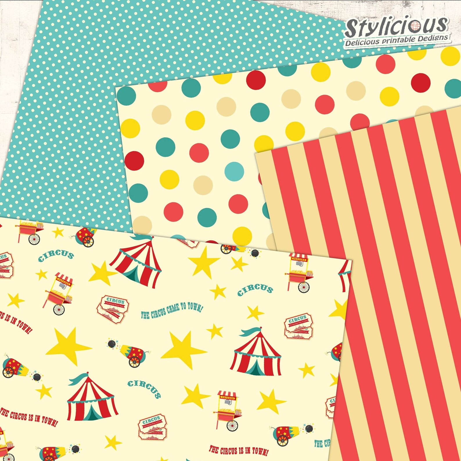 Circus Scrapbook Paper Pack - Carnival Printable Digital Paper Pack ...