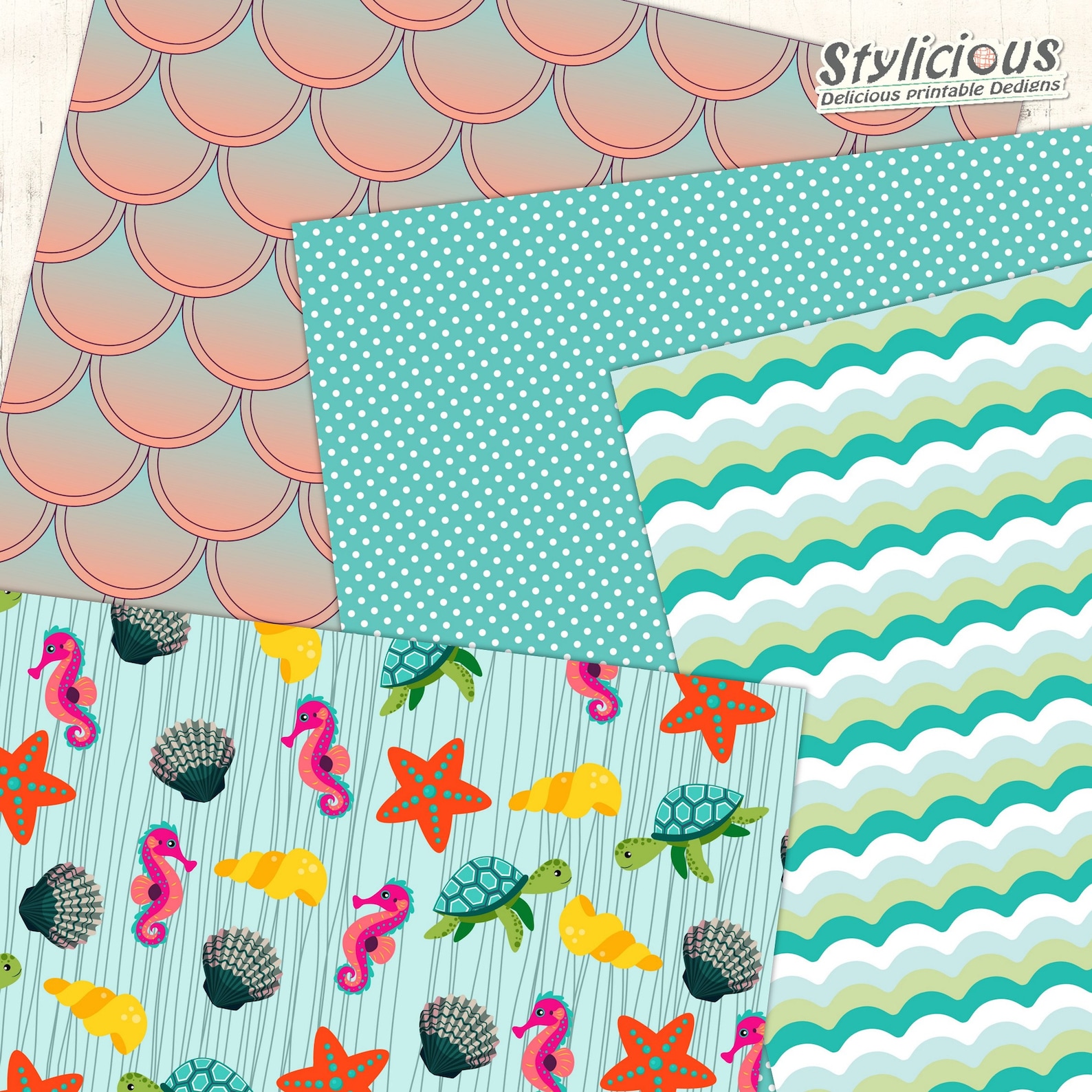 Under the Sea Scrapbook Paper Pack - Sea World Printable Digital Paper ...