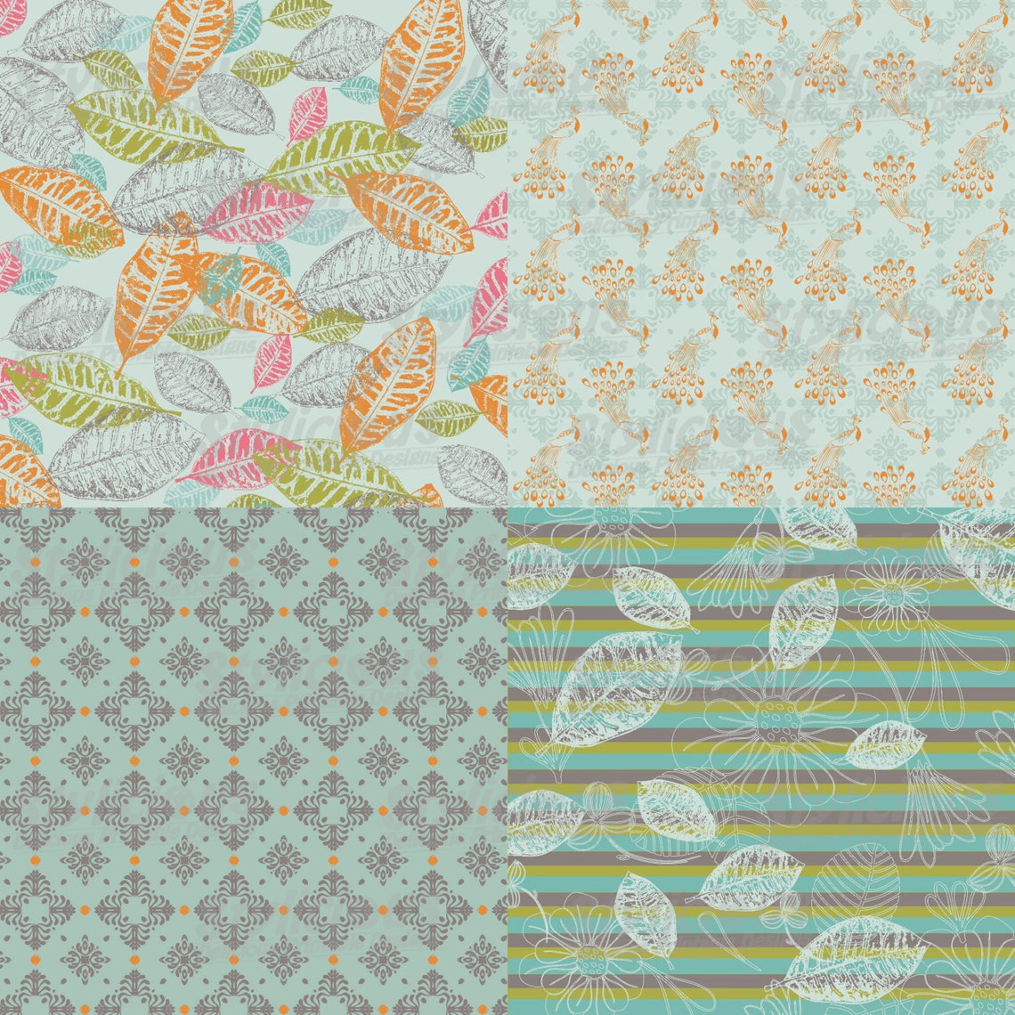 Flowers Pattern Digital Paper Pack - Floral Printable Paper ...