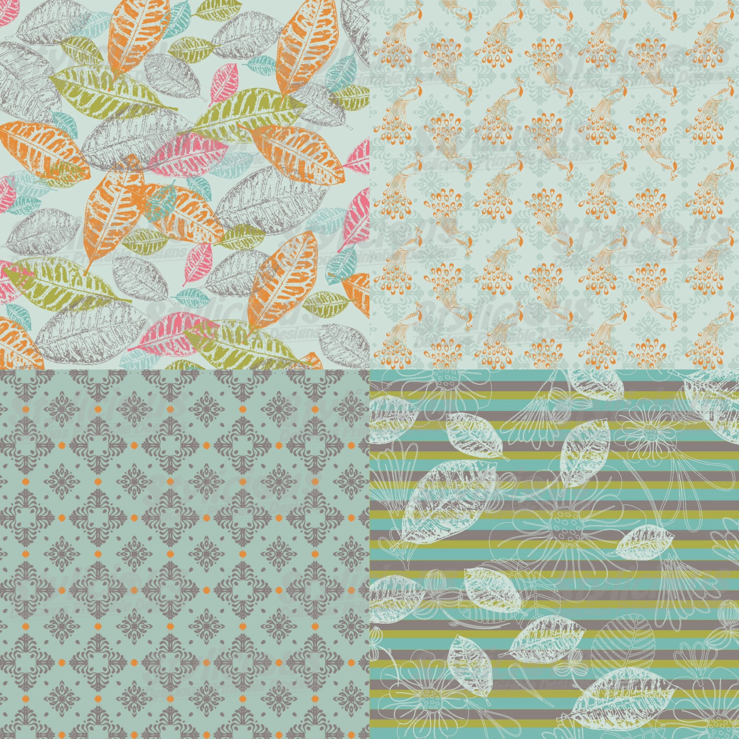 Flowers Pattern Digital Paper Pack Floral Printable Paper - Etsy