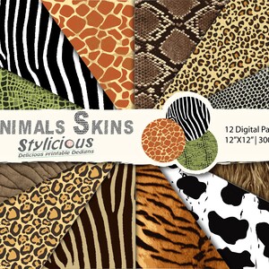 Animal Skins Pattern Digital Paper Pack - Safari / Zoo / Jungle ...