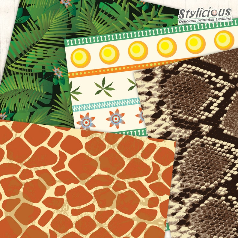 Wild Life - Jungle - Pattern Digital Paper Pack - Printable Paper ...