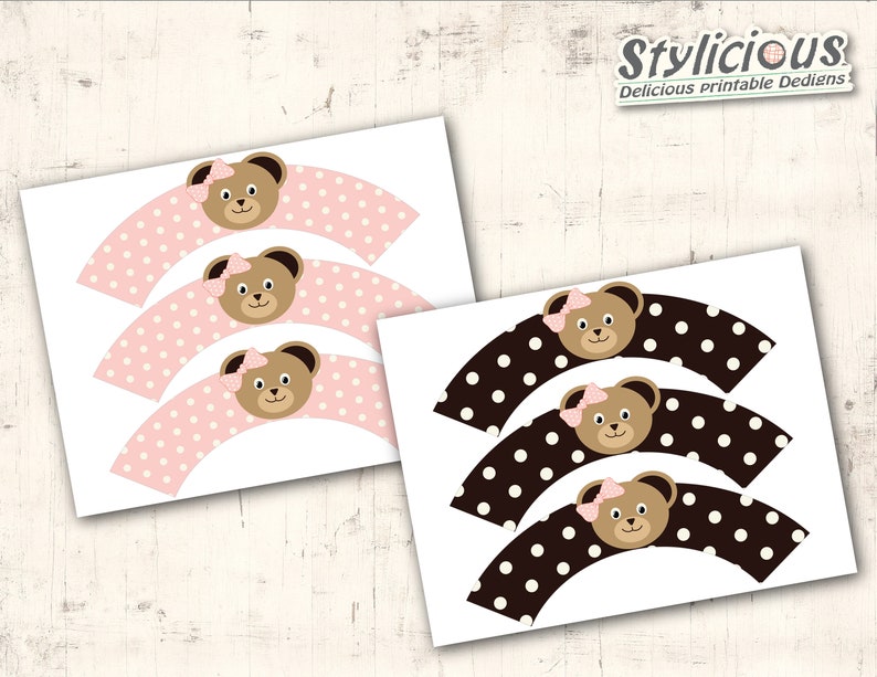 DIY Printable Cupcake Toppers and Wrappers -teddy Bear Birthday Party ...