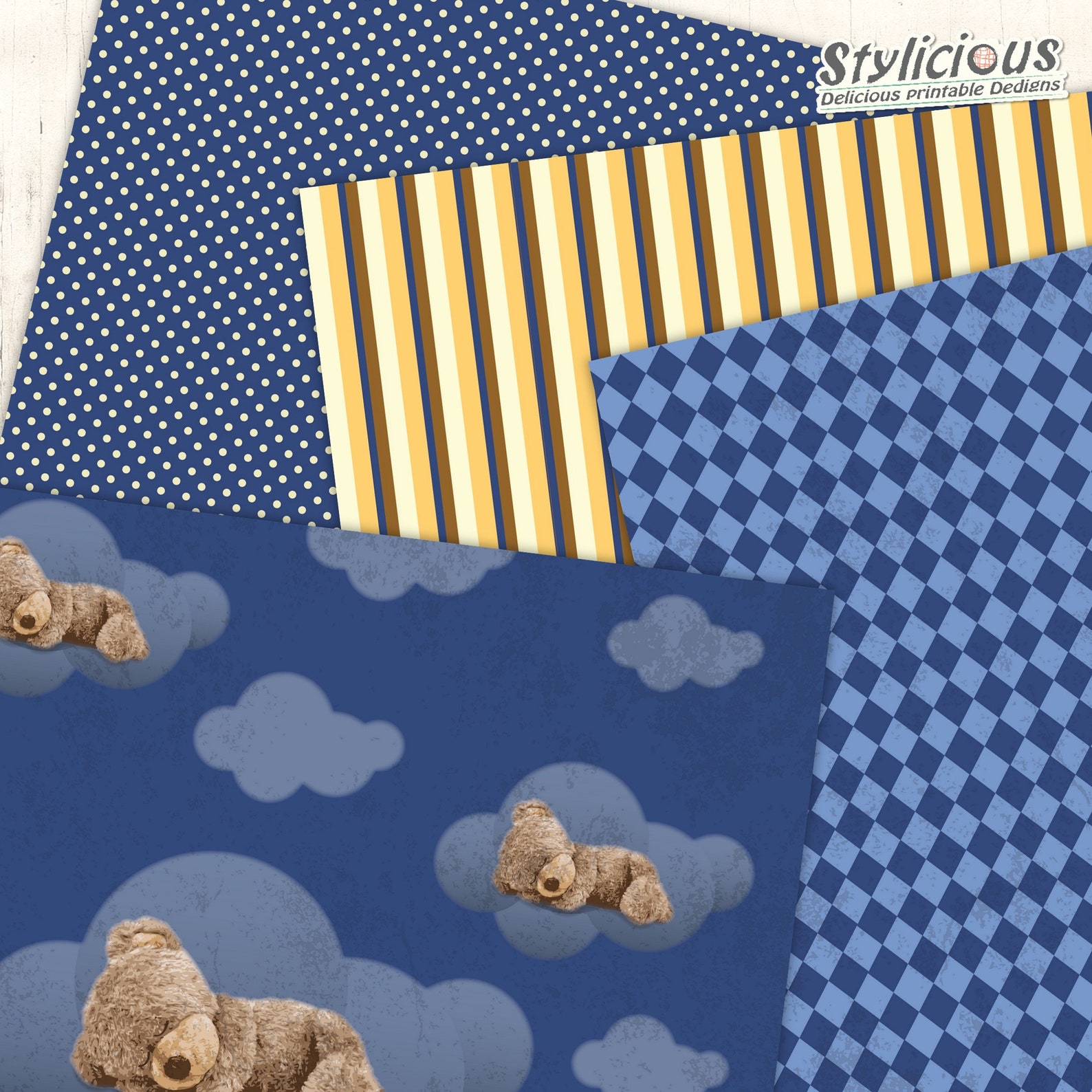 Sweet Dreams Pattern Digital Paper Pack - Baby Printable Paper ...