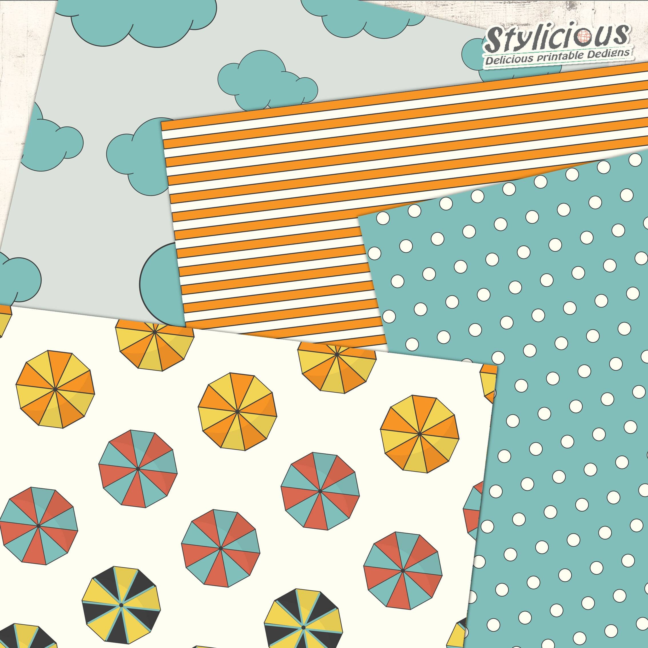 Rainy Days Scrapbook Patterns Pack - Thunder Storm Digital Paper Pack ...