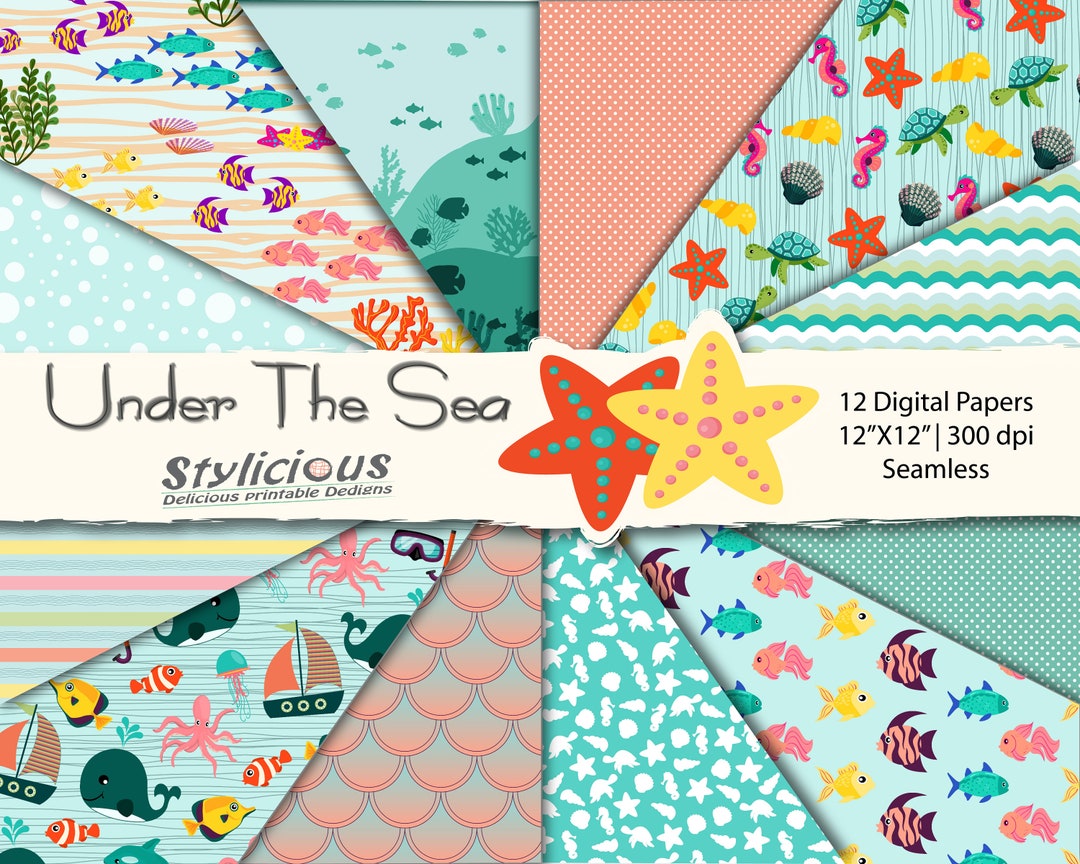 Under the Sea Scrapbook Paper Pack - Sea World Printable Digital Paper ...