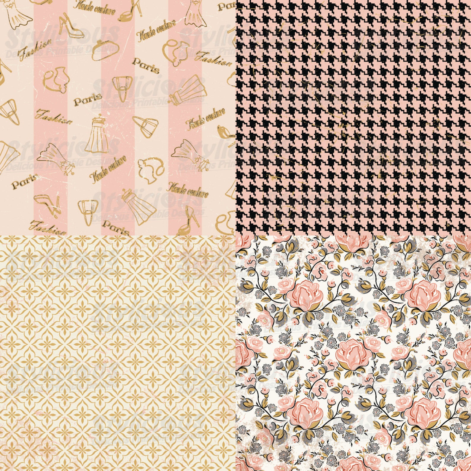 Fashion Pattern Digital Paper Pack - Fashion Printable Paper ...