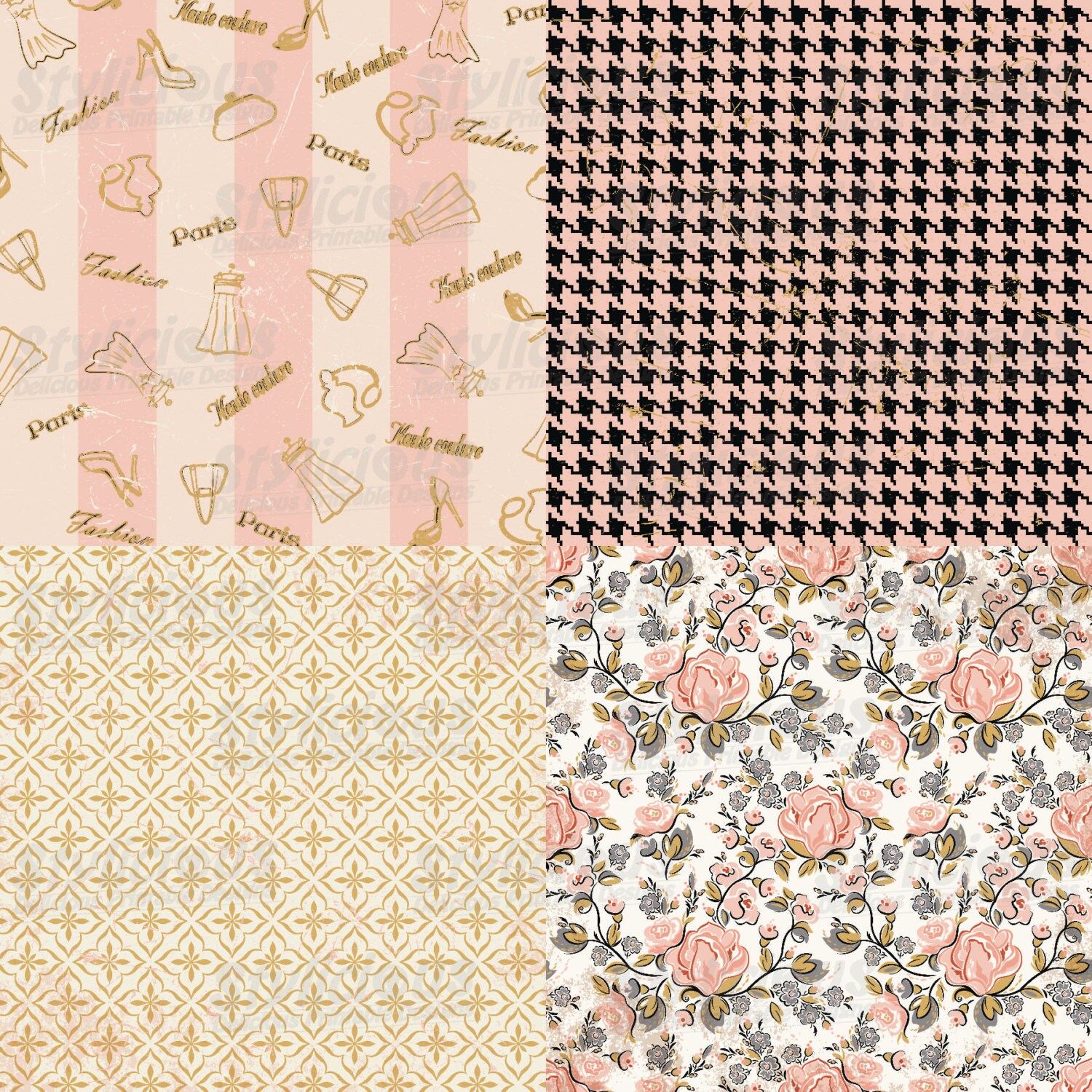 Fashion Pattern Digital Paper Pack - Fashion Printable Paper ...